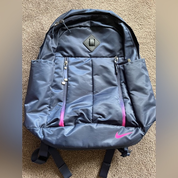 Nike | Bags | Nike Navy Blue And Pink Backpack | Poshmark
